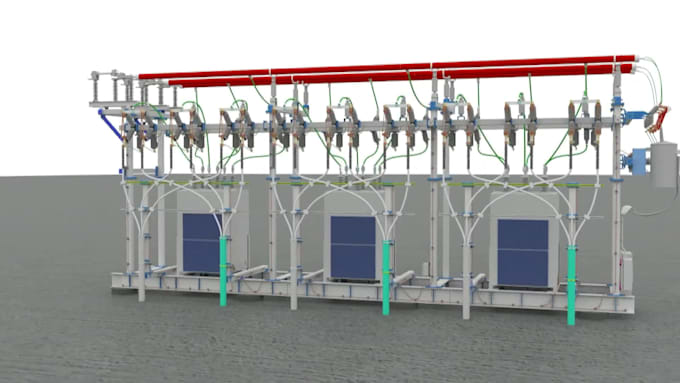 Create photorealistic 3d industrial animation engineering process ...