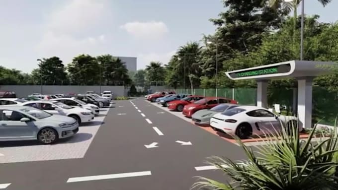 Create stunning 3d ev charger animation 3d car modelling 3d ev charger ...