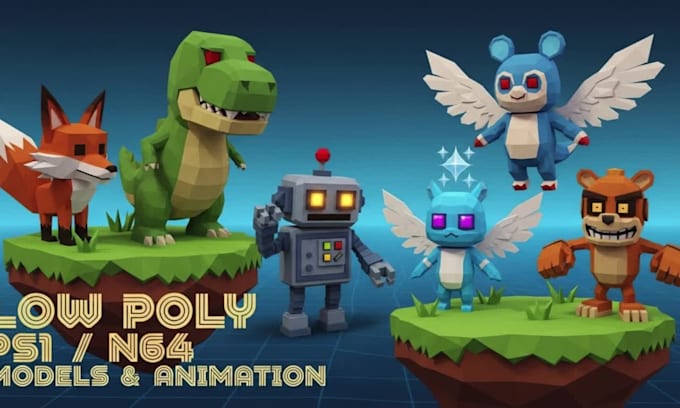 Create retro psx, n64, ps1, low poly style, low poly models and ...