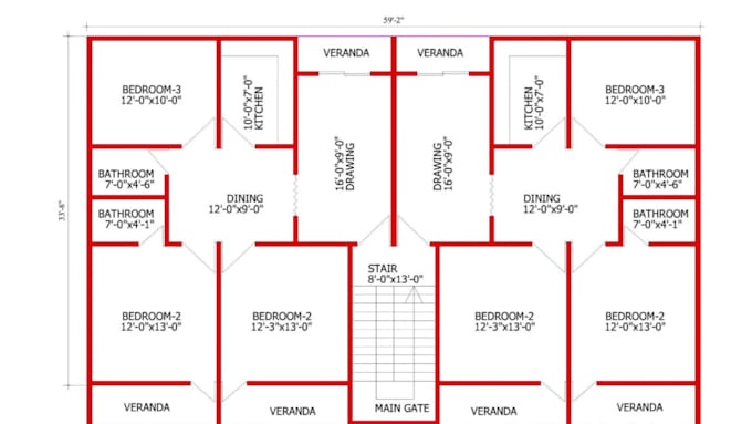 Design autocad 2d floor plan architectural floor plan by Emmomin | Fiverr