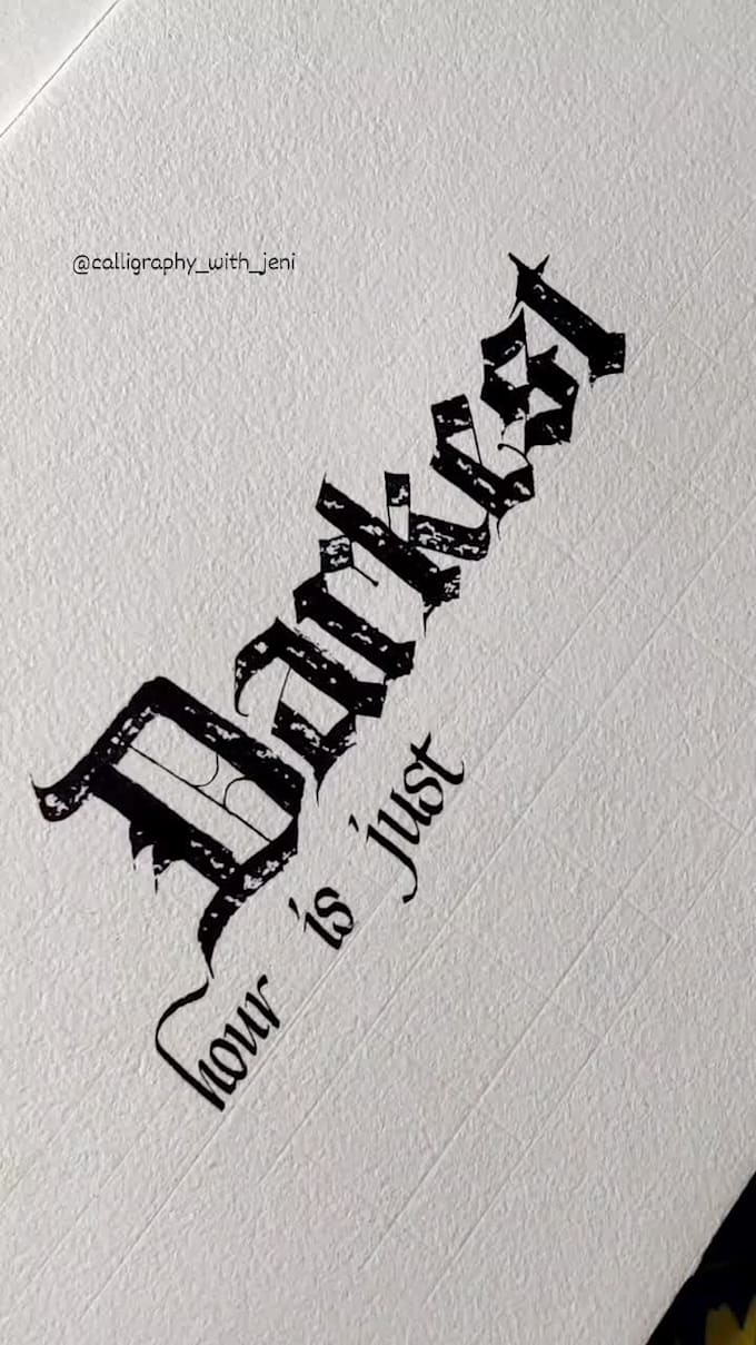 Create handwritten gothic calligraphy for logo, letter, words ...