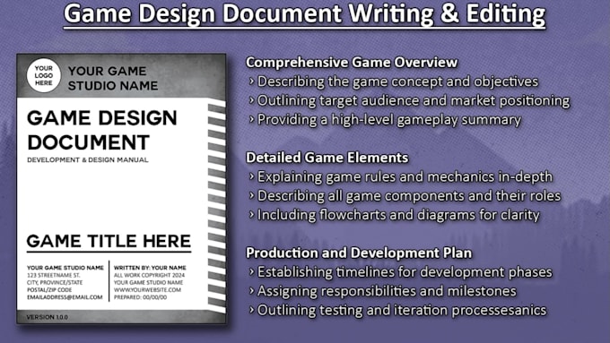 Create a game design document or game development plan by ...