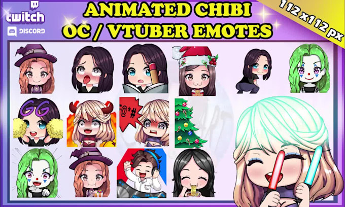 Create custom vtuber oc chibi animated emote for your twitch by ...