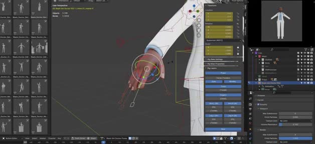 Rig 3d mesh,3d humanoid rig,cc ue control rig,weightpaint,rig to pose ...