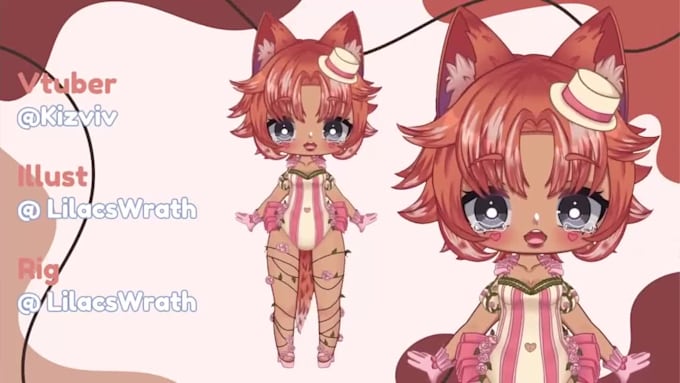Design a cute chibi vtuber model art and rigging for live2d by ...