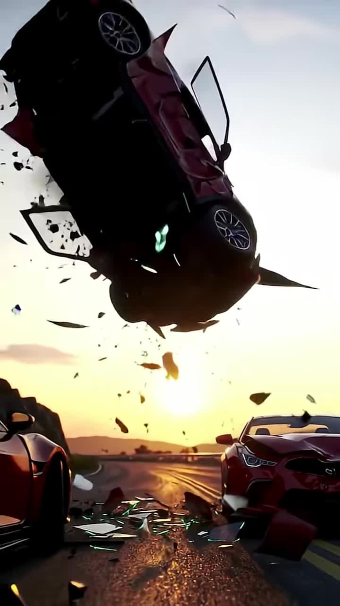 Create 3d car accident scene, car animation, visual effects, car ...