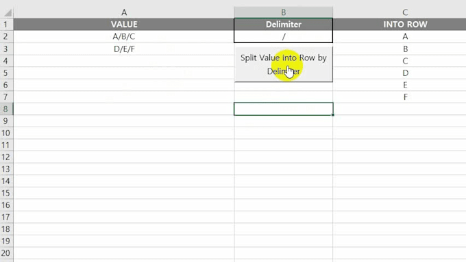 Give you a vba excel file that split value into row by delimiter by Vbguitar | Fiverr
