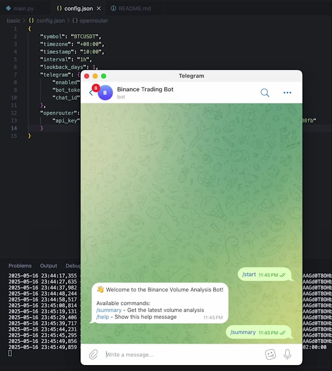 Develop a python telegram bot for binance volume analysis by Vauthority ...