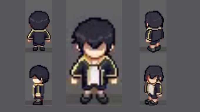 Create 2d isometric pixel art character design and sprite sheet ...