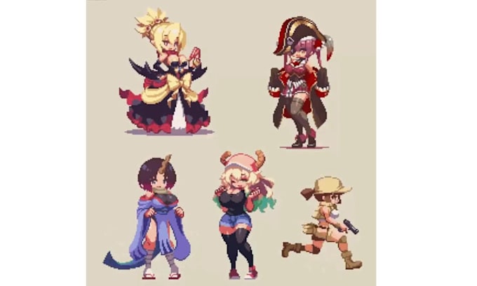 Create 2d sprite animation for game assets, 2d sprite sheet character pixel art by Melody_edes ...
