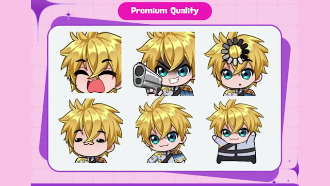 Design custom subscriber subbadges animated vtuber chibi emotes for ...
