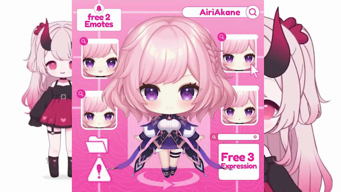 Design a cruixie custom cute chibi vtuber model character, pngtuber or ...