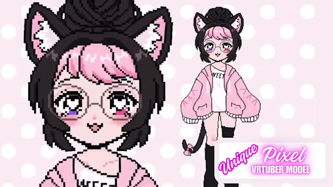 Draw and rig pixel vtuber model, chibi pixel vtuber, riging, pixel art ...