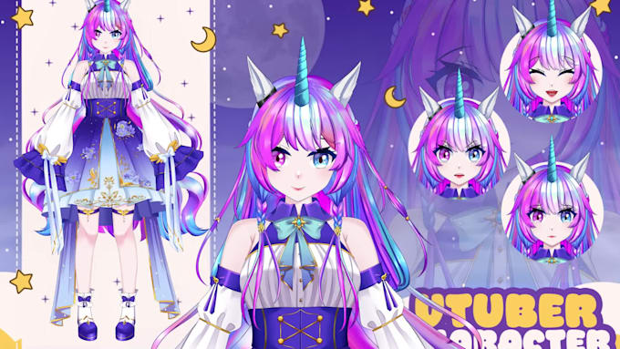 Draw vtuber live2d model ready to rig high quality anime style on vtube ...