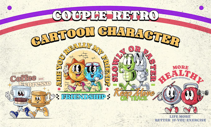 Create classic vintage retro cartoon mascot character illustration logo ...