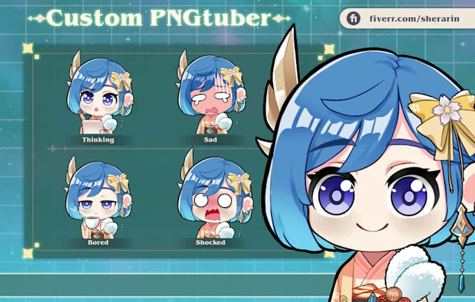 Design a custom pngtuber character model for streaming by Sherarin | Fiverr