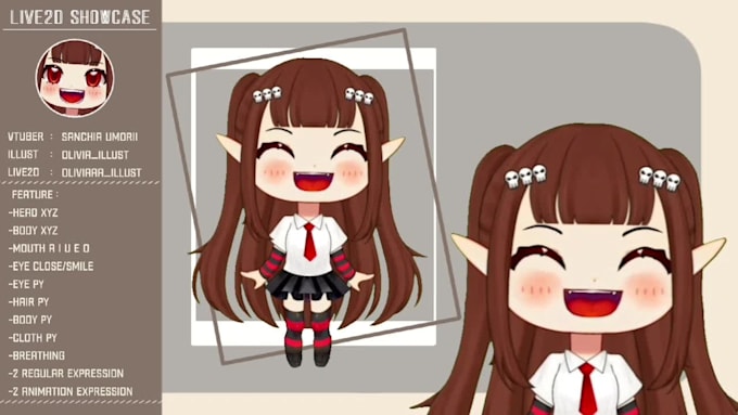 Do chibi cute live2d model and rigging for you by Oliviachan_art | Fiverr