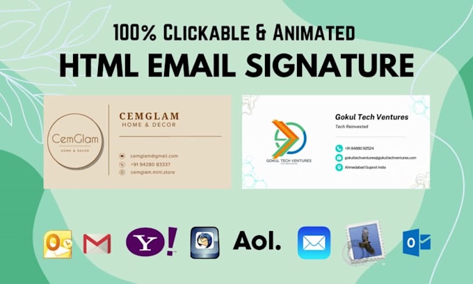 Create a clickable and animated html email signature by Nrlogomaker007 | Fiverr