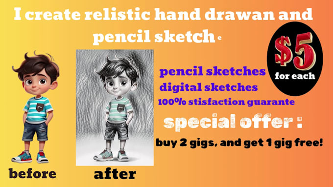 High quality pencil sketch drawing from photo detailed shading and ...