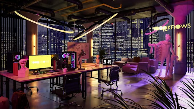 Render 3d cyberpunk room background for your youtube or stream intro by ...