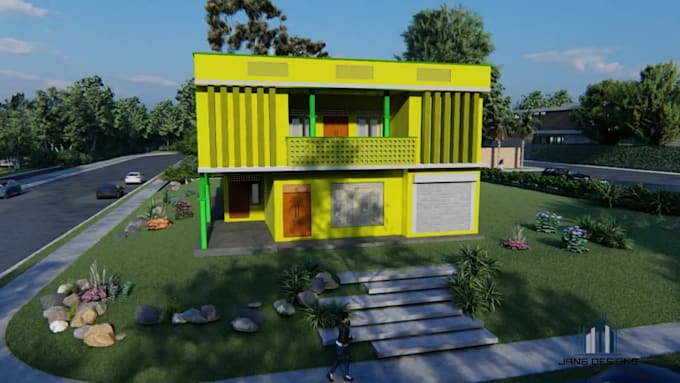 Create a realistic 3d rendering architecture exterior design by Azm ...