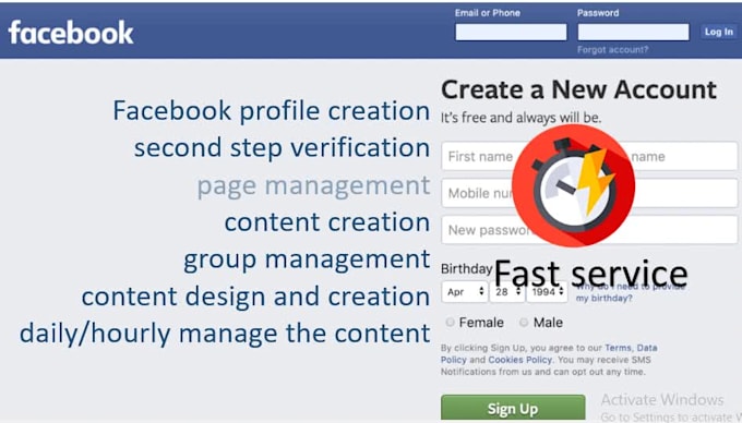 Create a facebook account and manage page and group roles with content ...