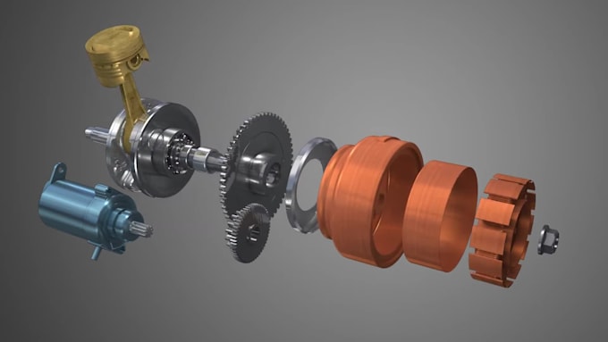 Render cgi 3d industrial engine, 3d autocad, 3d product artwork video ...