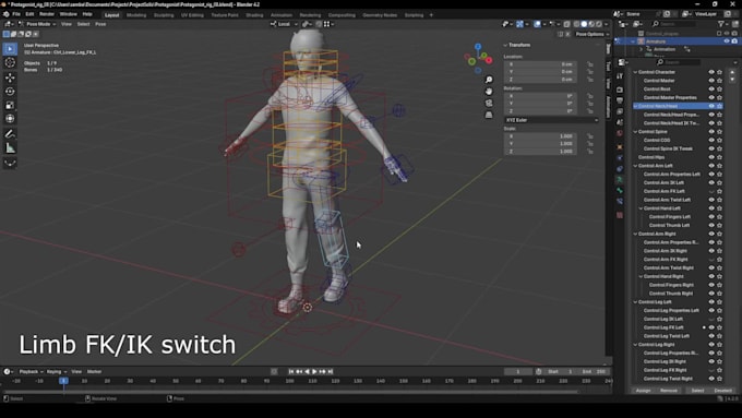 Advance 3d character rigging, 3d rigging, ue5 rig, ik fk rig controller, blender by Laweyhush ...