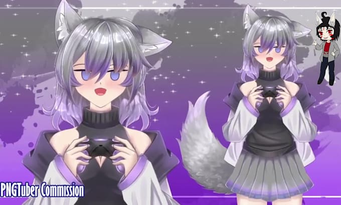 Draw pngtuber pfp cute emotes chibi avatar in vtuber anime style for ...