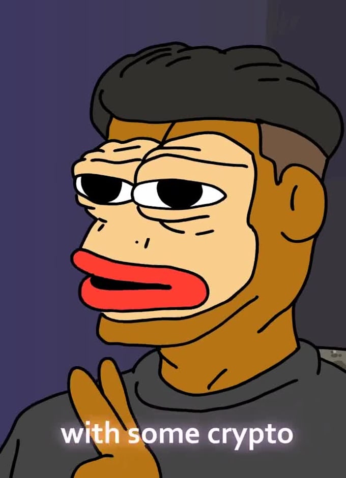 Create funny crypto meme video, meme coin art, pepe character, wojak ...
