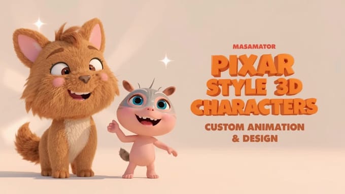 Design epic pixar style 3d cute characters, mascots, animals and ...