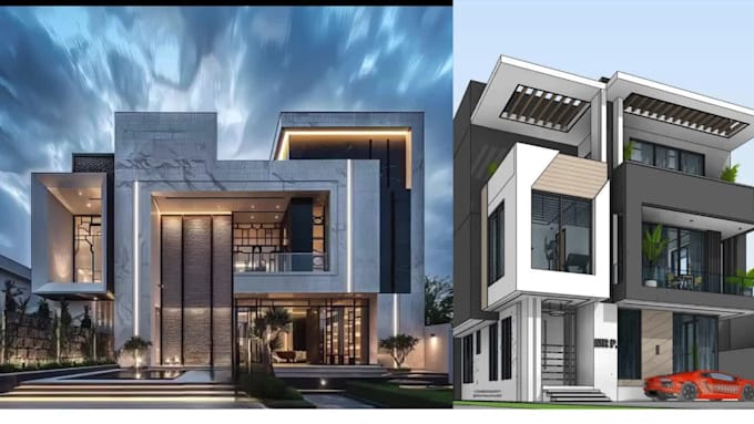 Do 3d home exterior modelling, interior design architectural rendering animation by Lindacarlo ...