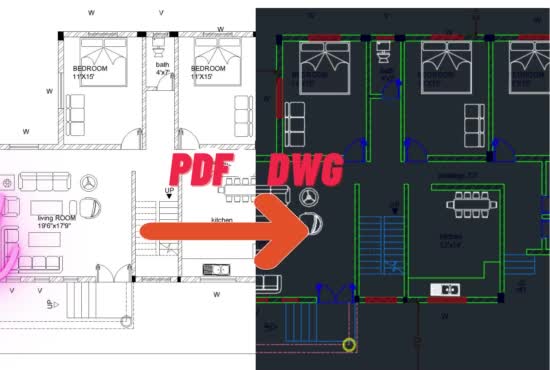 Convert pdf jpg and sketch to dwg in autocad by Humaboota | Fiverr
