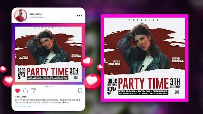 Create an awesome animation motion flyer, poster for event, party or ...