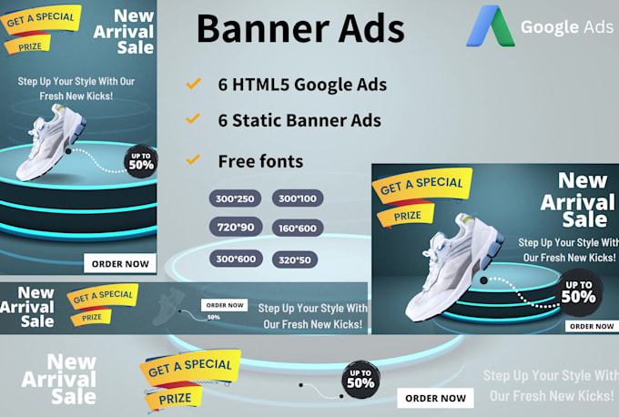 Design creative html5 banner ads for google display network by Adambenmadani | Fiverr