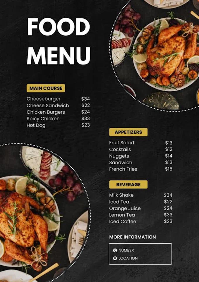 Do professional menu card for restuarant by Wizard00018 | Fiverr