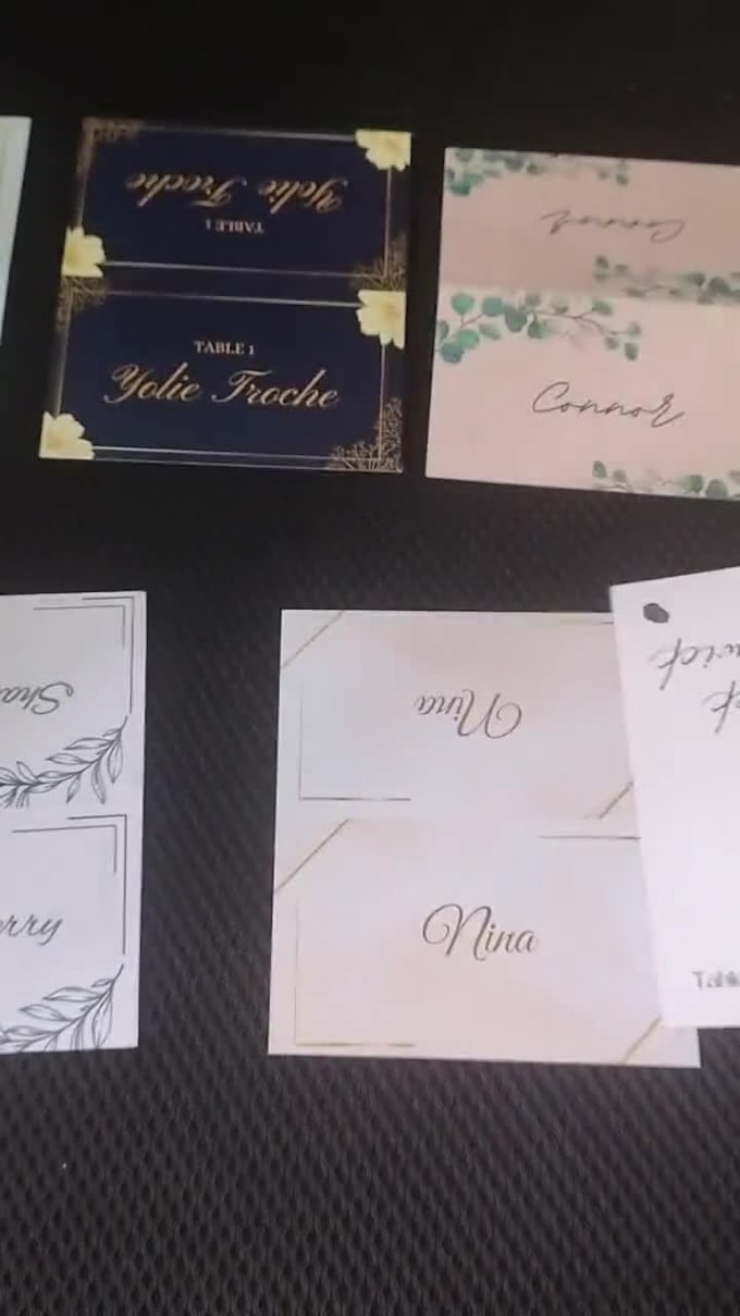 Print and ship by ups wedding event place cards, escort cards with meal ...