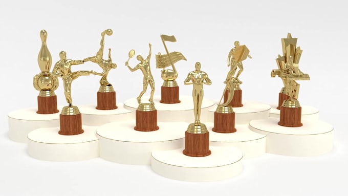 Sculpt 3d trophy design, figure trophy, awards design, 3d goldcup ...