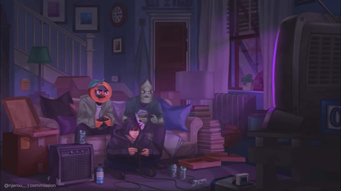 Create a detailed lofi banner or background art by Anjerou | Fiverr