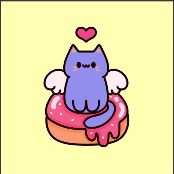 Draw cute character drawings or stickers of animals and food by ...