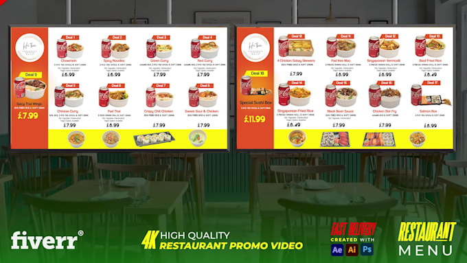 Design a static tv screen menu or animated menu by Zkkms6 | Fiverr