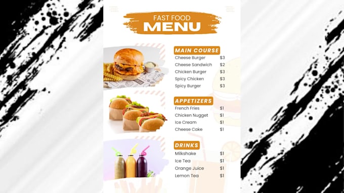 Design food menu, bar menu, restaurant menu, digital menu, price list ...