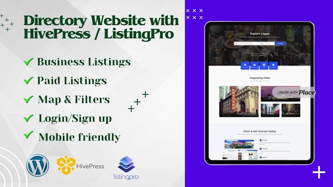 Site web de répertoire utilisant hivepress, listingpro ou tout thème de répertoire