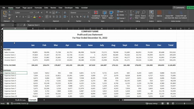 Provide a monthly profit and loss statement by Designsbluestar | Fiverr