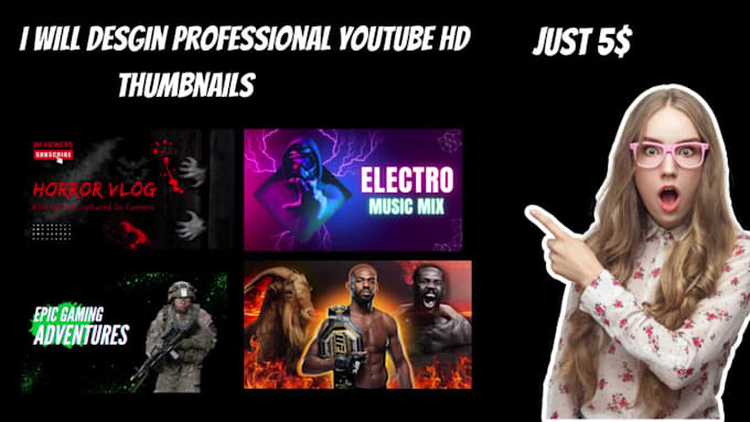 Create professional thumbnail in 1 hour youtube hd by Zs980shah | Fiverr
