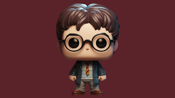 Create cute 3d model cartoon style funko pop, miniatures, animal ...