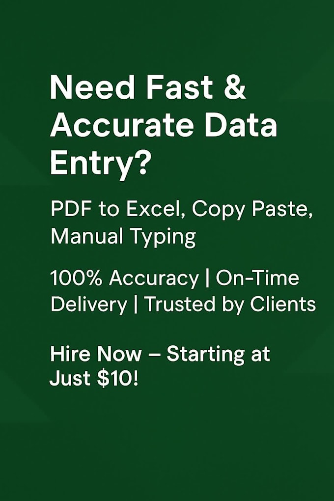 Fast and accurate data entry, copy paste, and excel typing work by Gopyitpro | Fiverr