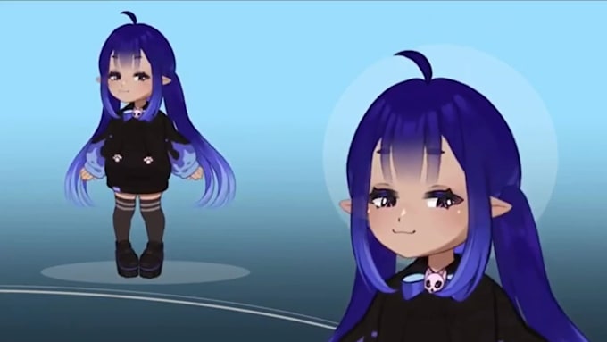 Design and rig chibi vtuber model live2d model 2d vtuber model anime ...