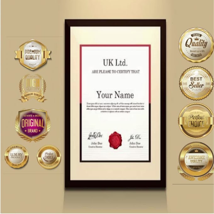 Design certificates, stamps, web badges, logo awards, 3d seals, golden ...