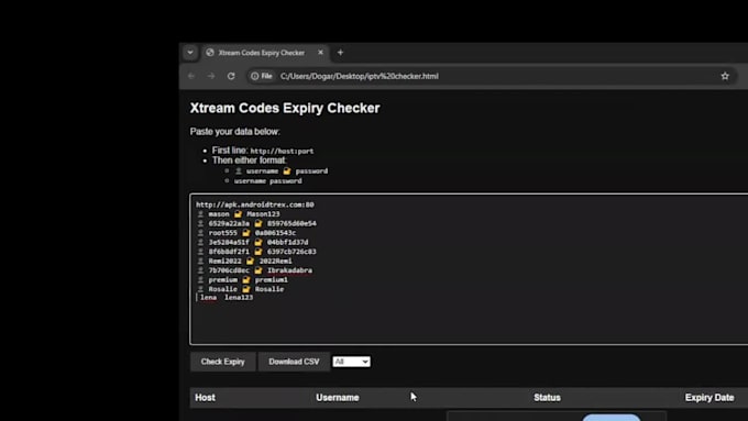 Provide iptv xtream codes tester tool to check expiry,status instantly ...
